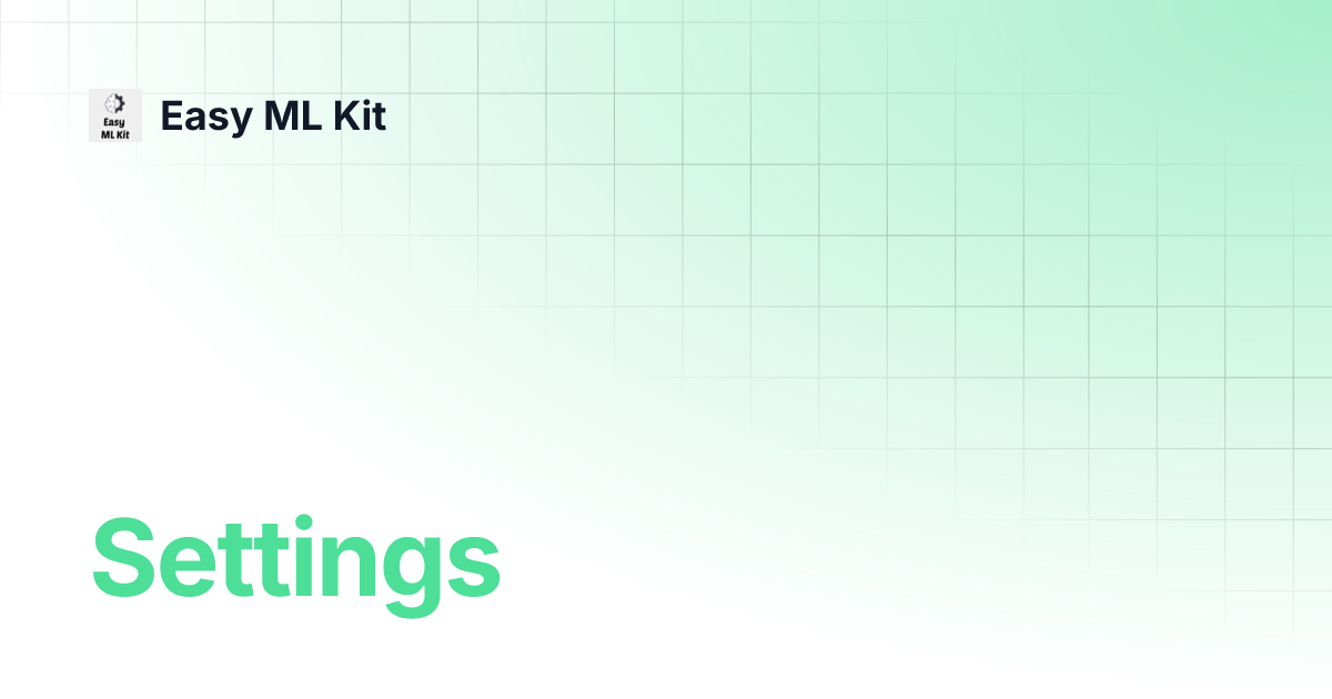 Settings | Easy ML Kit